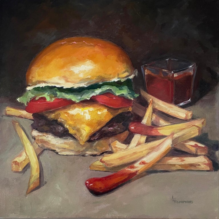 Lynne Tompkins Brice - Peinture à l'huile - Cheeseburger and Fries En ...
