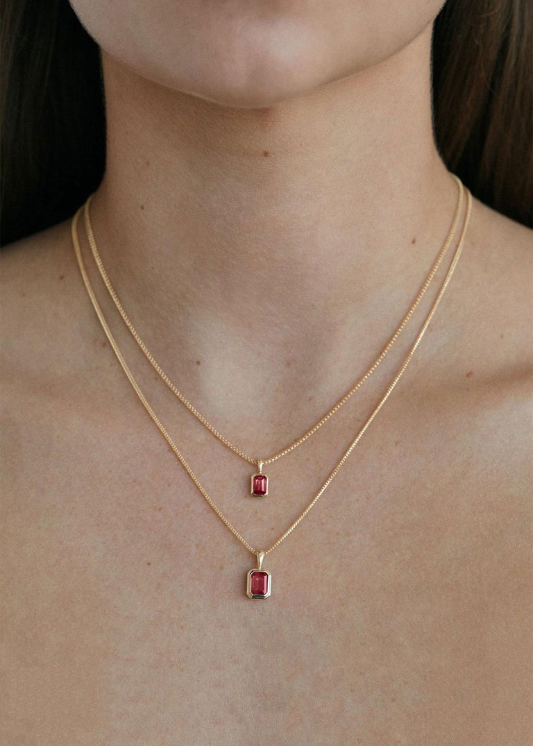 Lyra Baguette Pendant III - Ruby 1CW For Sale at 1stDibs