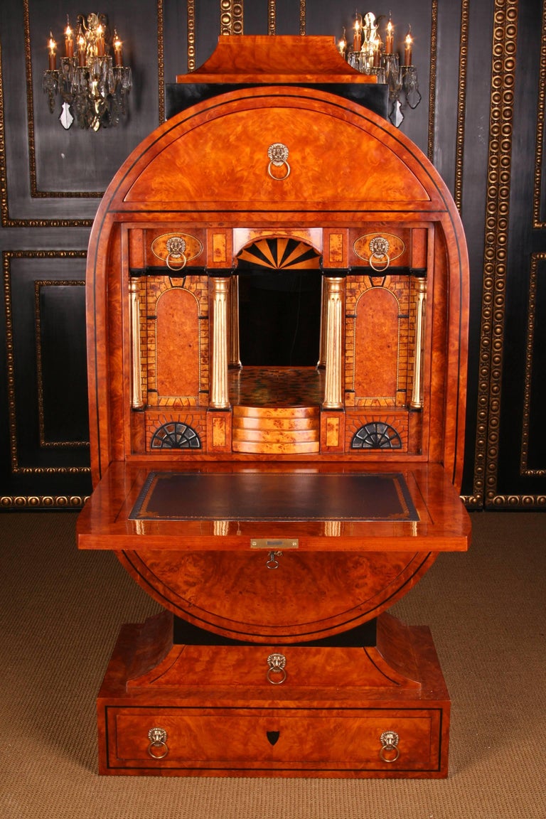 Lyra Secretaire in antique Vienna Biedermeier Style Majestic Work maple ...