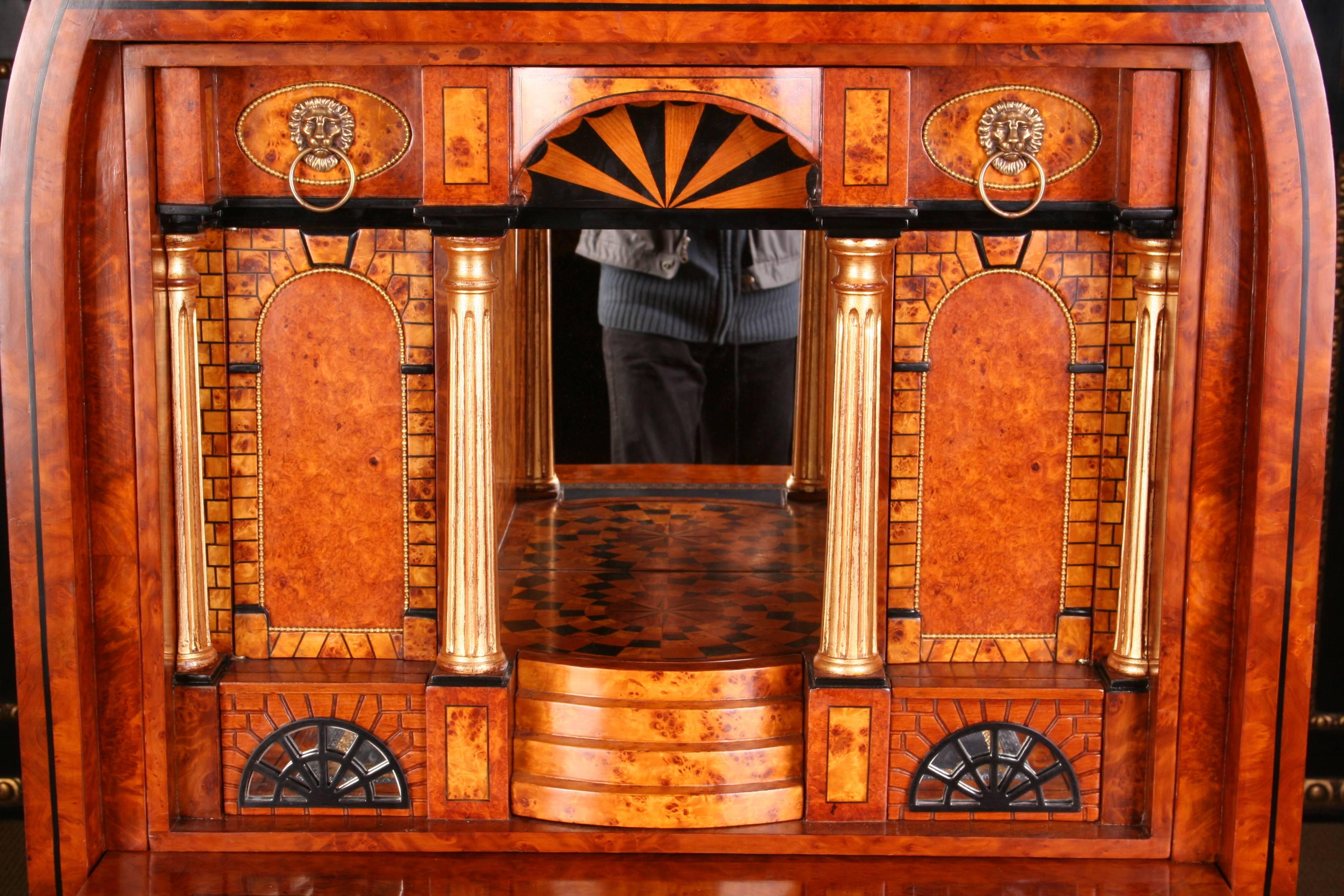 Lyra Secretaire in antique Vienna Biedermeier Style Majestic Work maple ...