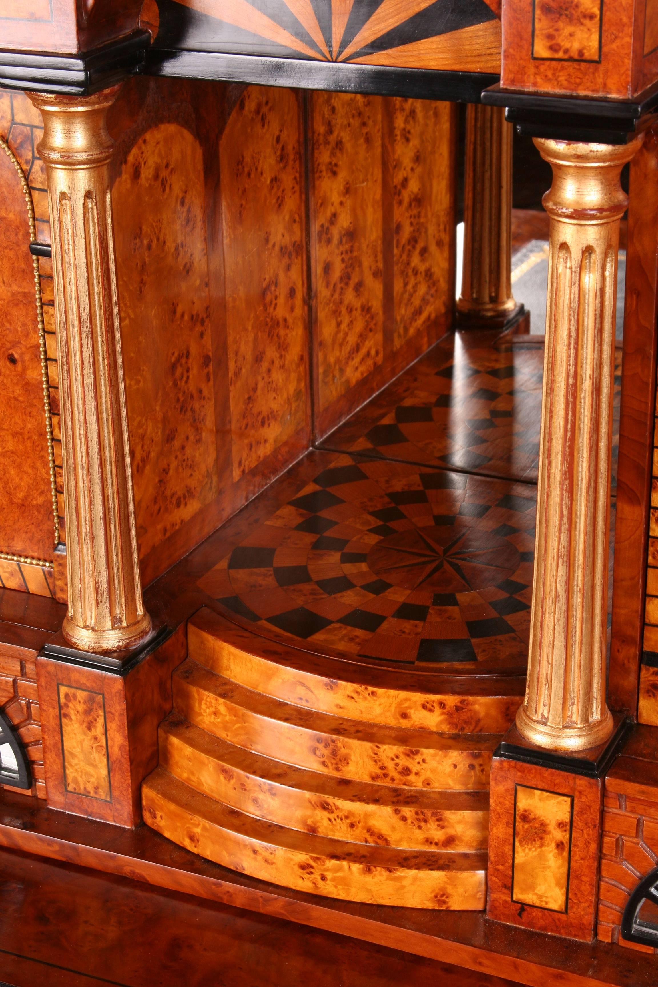 Lyra Secretaire in antique Vienna Biedermeier Style Majestic Work maple ...