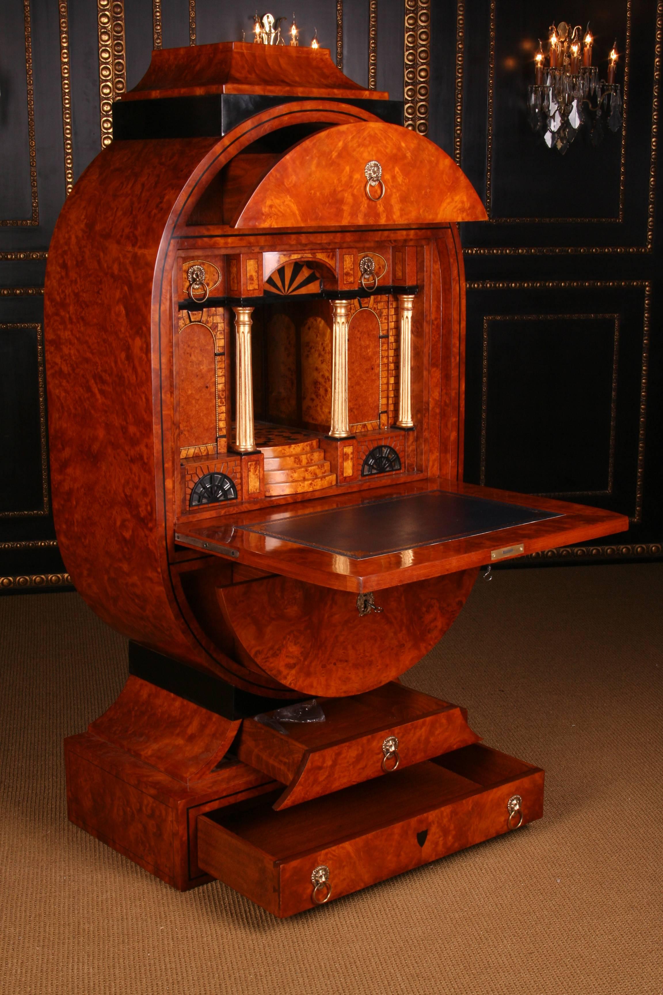 Lyra Secretaire in antique Vienna Biedermeier Style Majestic Work maple ...