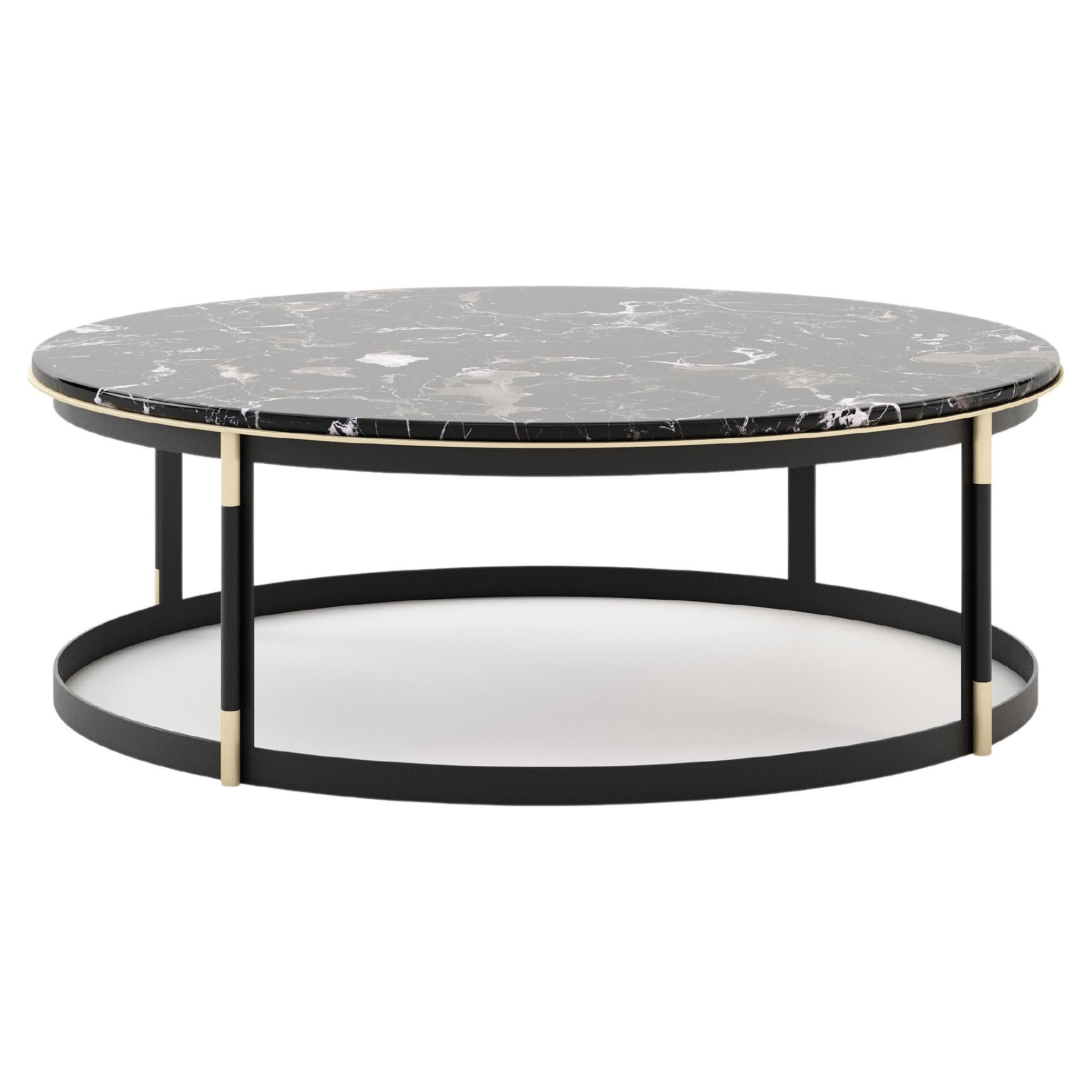 Chloe Coffee Table with High Glossy Lacquer, Veneer Wood and Brass For ...