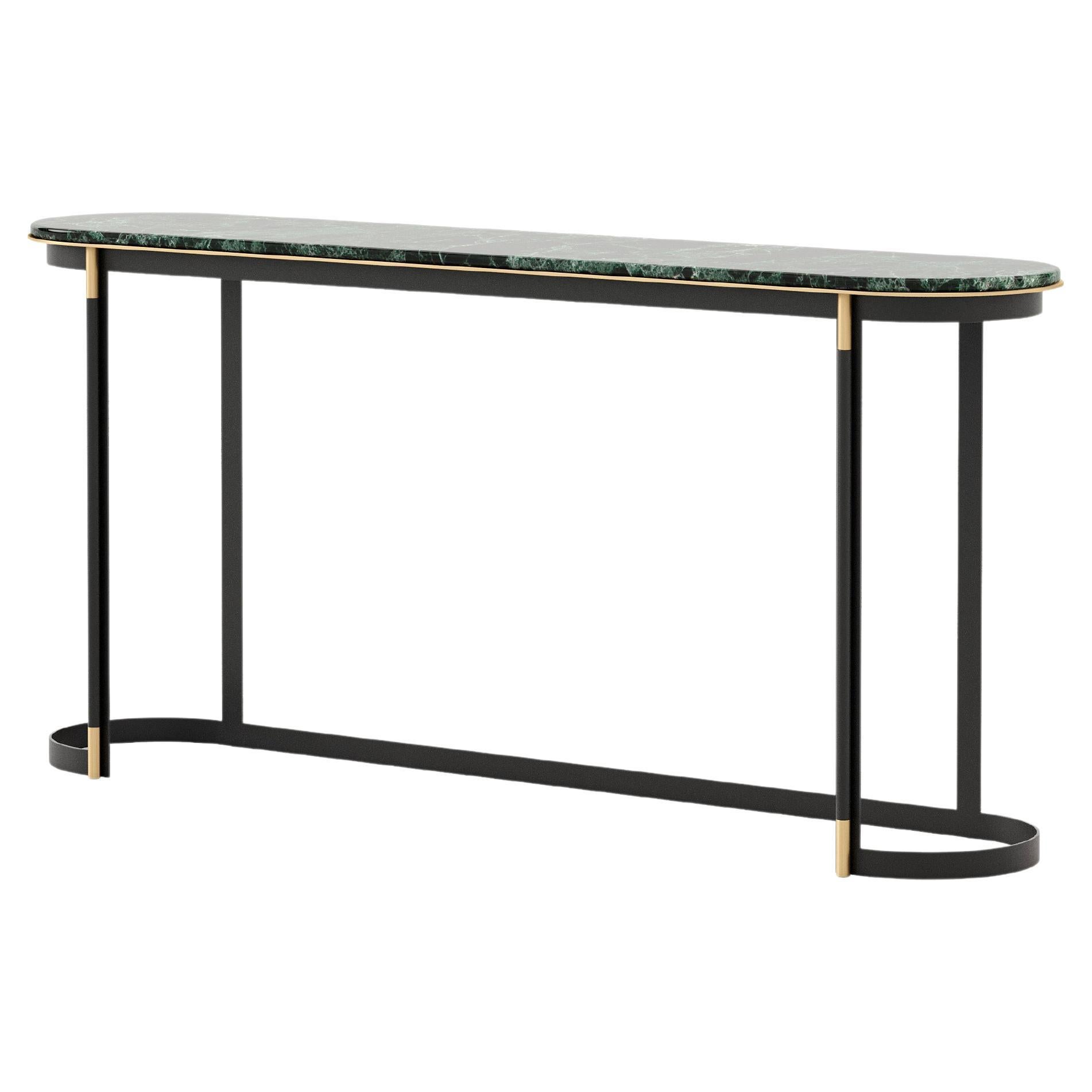 Console Marble Table White Marble Leather Detail One Leg 21st Century ...