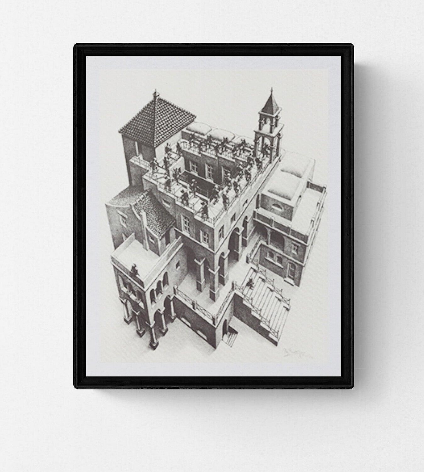 M.C. Escher 'Ascending and Descending' 1988- Poster at 1stDibs