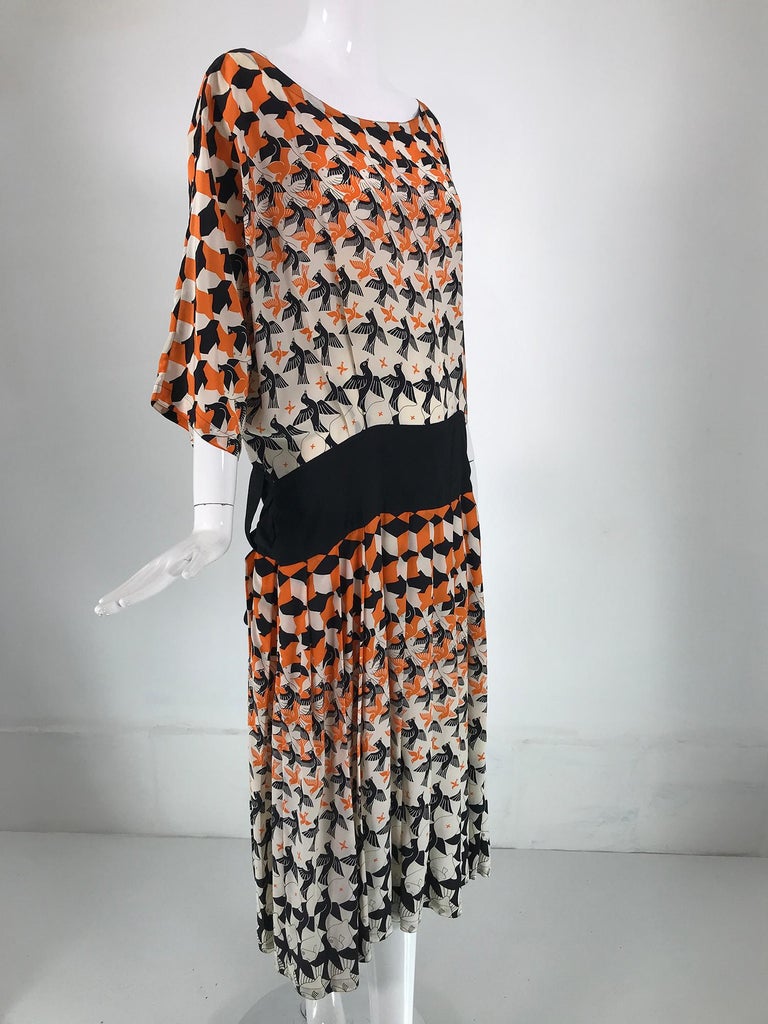 M C Escher Tessellated Print Silk Dress by Loretta Di Lorenzo Italy ...