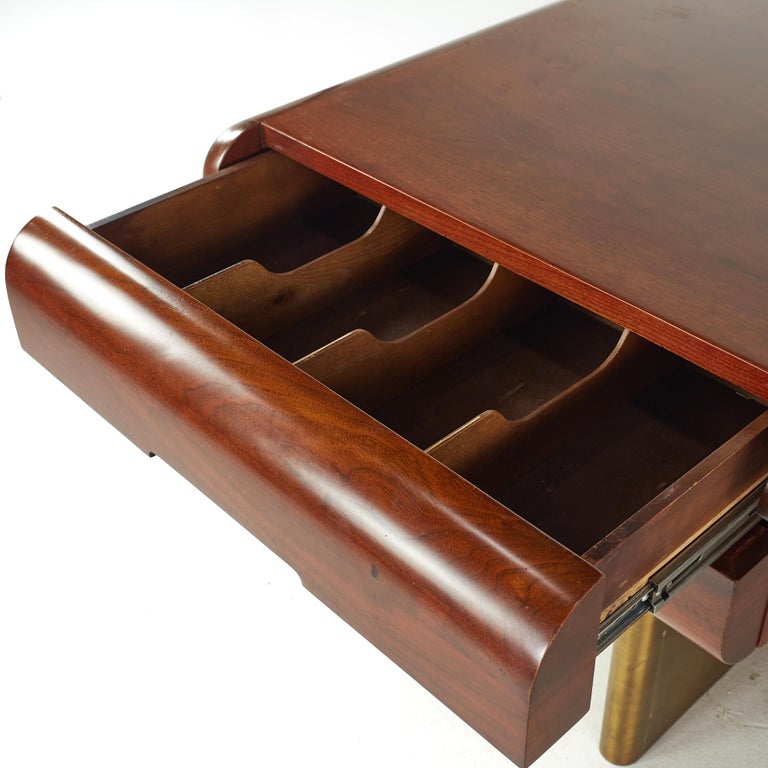 M F Harty Stow Davis Tomorrow MCM Brass Walnut Floating Pedestal ...