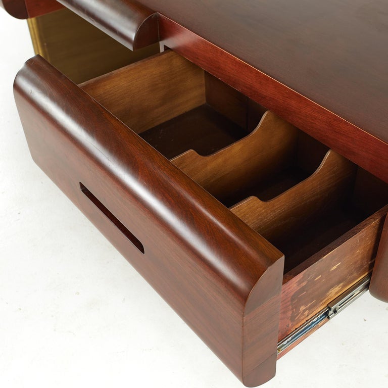 M F Harty Stow Davis Tomorrow MCM Brass Walnut Floating Pedestal ...