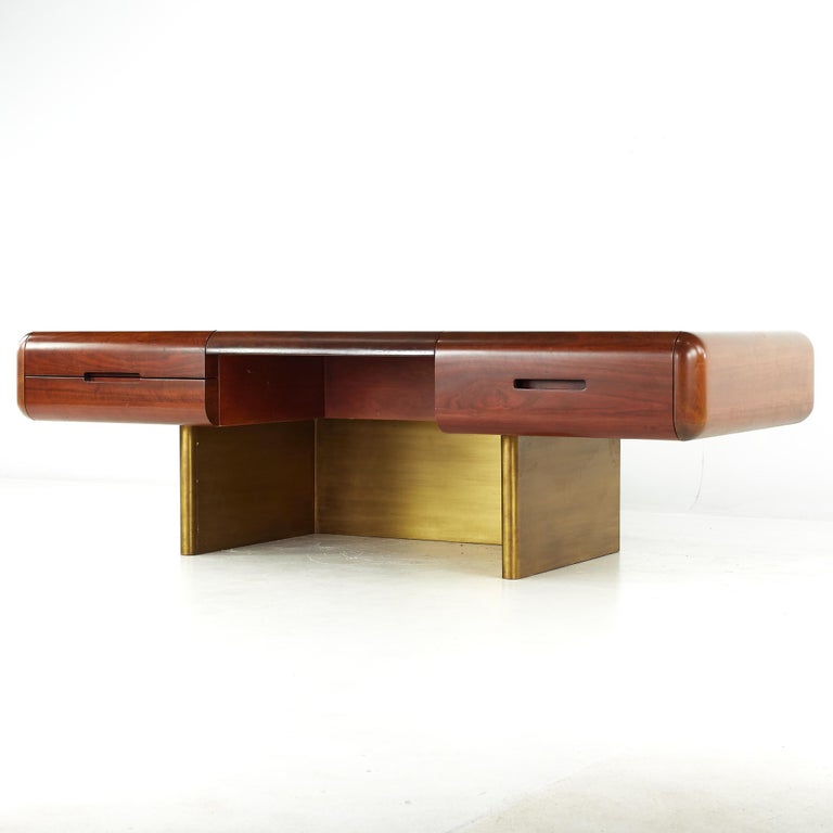 M F Harty Stow Davis Tomorrow MCM Brass Walnut Floating Pedestal ...