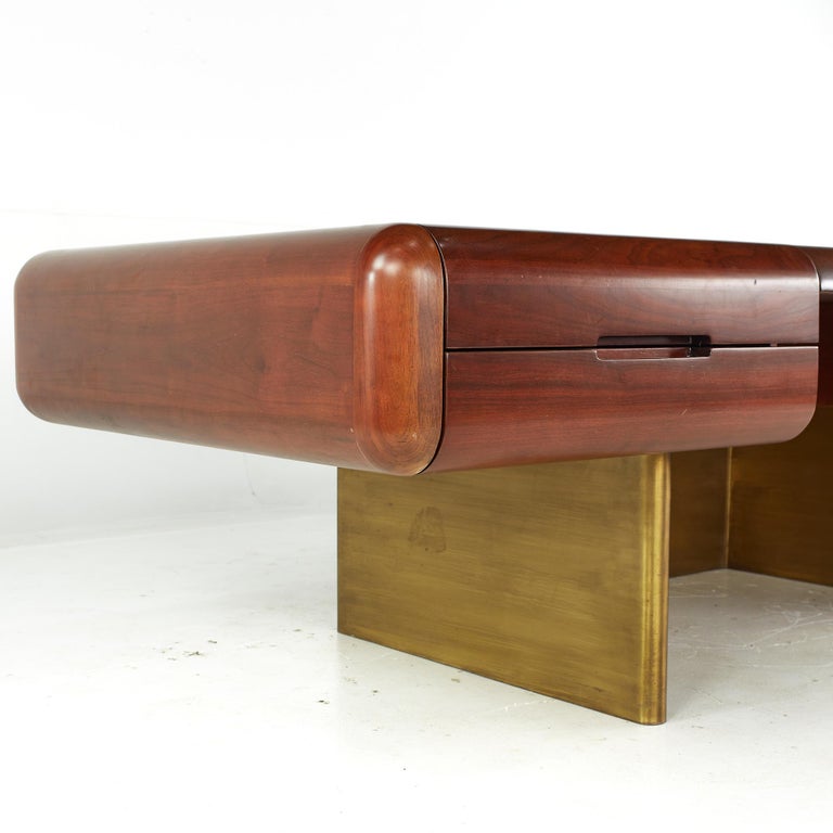 M F Harty Stow Davis Tomorrow MCM Brass Walnut Floating Pedestal ...