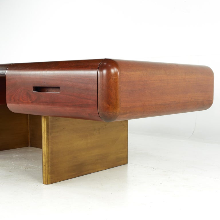 M F Harty Stow Davis Tomorrow MCM Brass Walnut Floating Pedestal ...