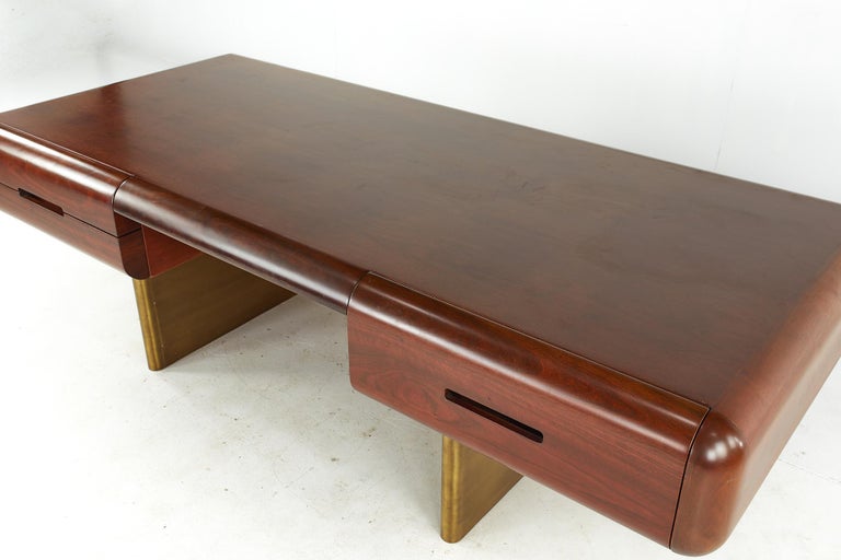 M F Harty Stow Davis Tomorrow MCM Brass Walnut Floating Pedestal ...