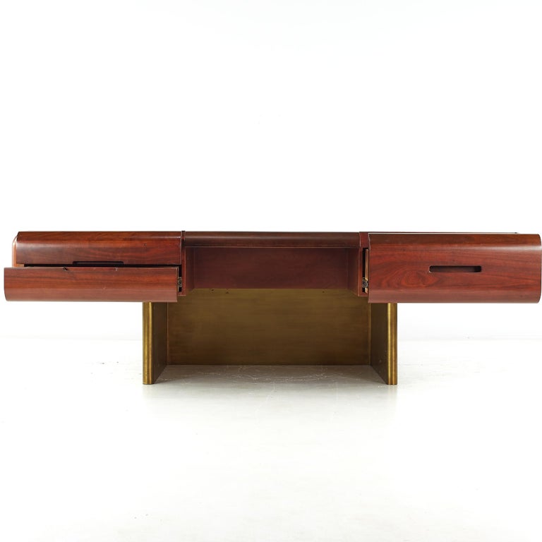 M F Harty Stow Davis Tomorrow MCM Brass Walnut Floating Pedestal ...