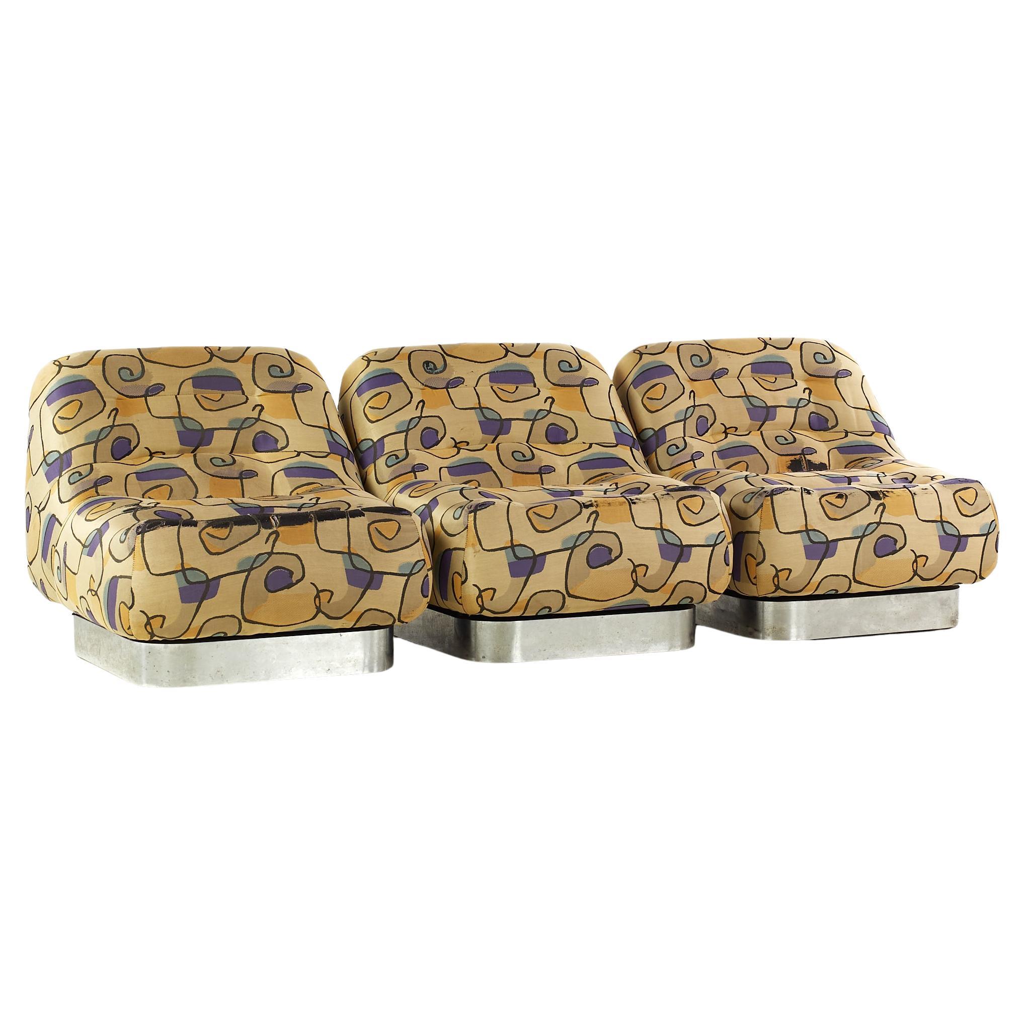 Three M.F. Harty Mod Mid-Century Modern Chrome Modular Lounge Chairs at ...