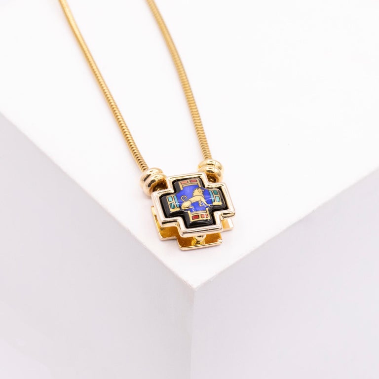 M. Frey Ceramic Lion Pendant Necklace For Sale at 1stDibs