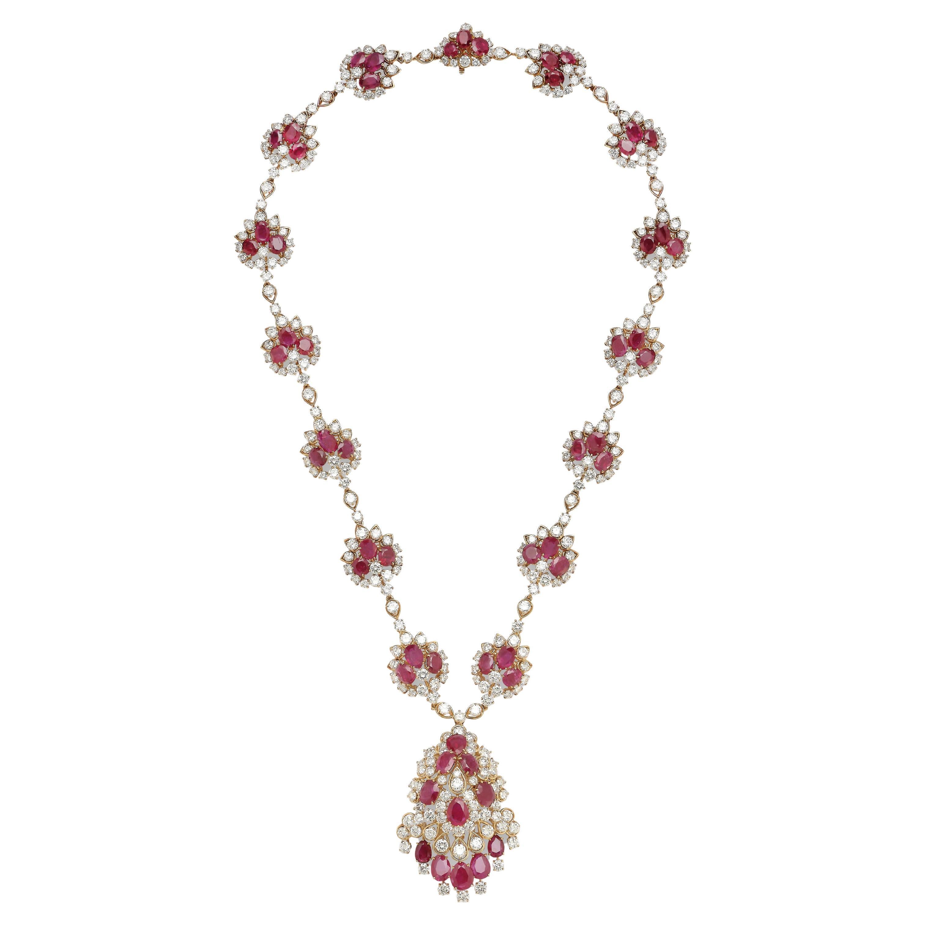 AGL Certified Burmese Ruby Diamond Necklace For Sale at 1stDibs ...