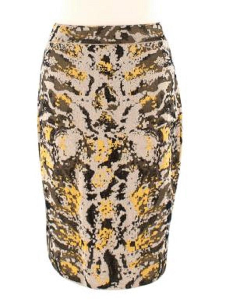 M Missoni Green and Yellow Pixelized Camo Knit Skirt For Sale at 1stDibs