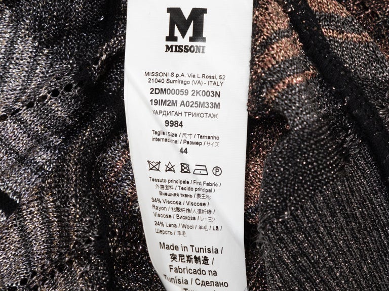 M Missoni Grey and Beige Metallic Chevron Cardigan For Sale at 1stDibs