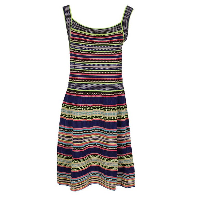 M Missoni Multicolor Textured Striped Knit Sleeveless Dress M For Sale at 1stDibs