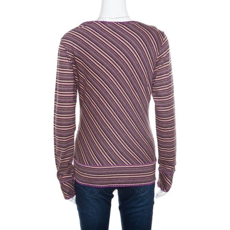 M Missoni Purple Lurex Striped Knit Sleeveless Top and Cardigan Set M For Sale at 1stDibs