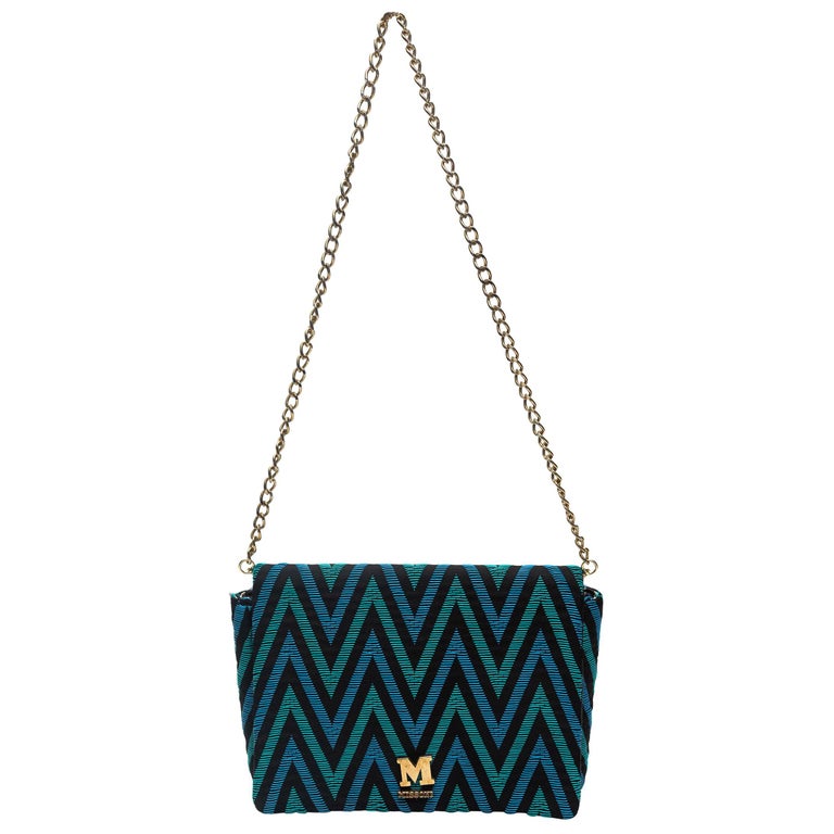 M Missoni Teal and Multicolor Chevron Shoulder Bag at 1stDibs