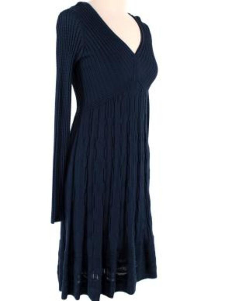 M Navy Wool Blend Knit Midi Dress For Sale at 1stDibs