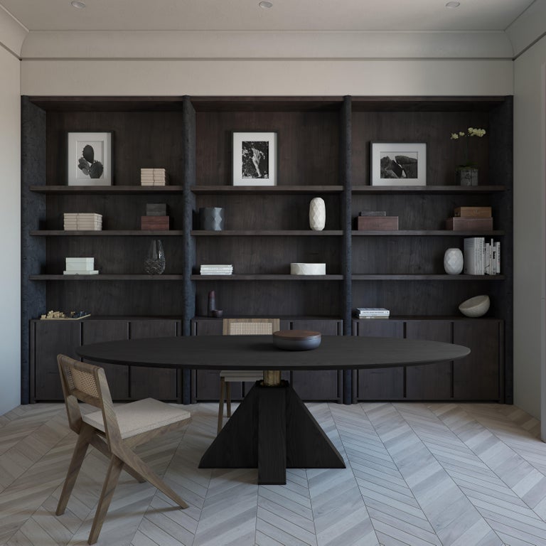 M-Oval Table by Daniel Boddam, 60" x 36", Smoked or Stained Oak For Sale at 1stDibs