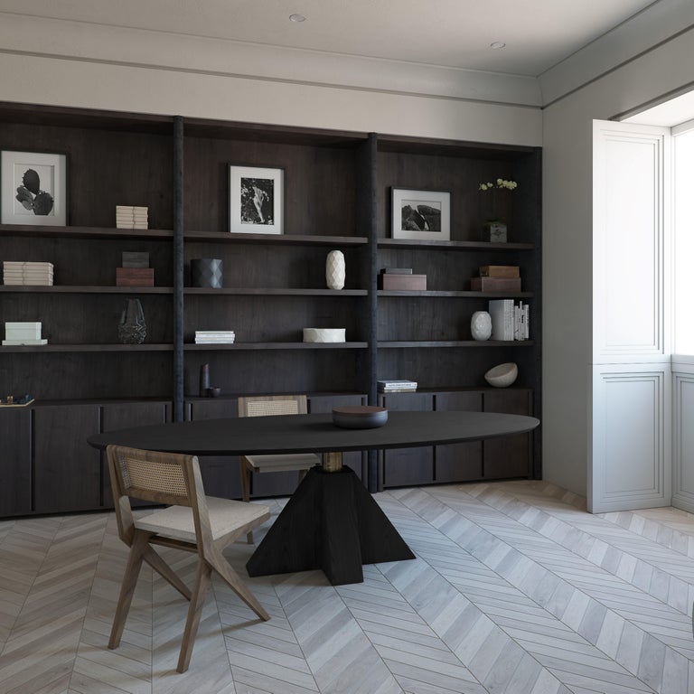 M-Oval Table by Daniel Boddam, 60" x 36", Smoked or Stained Oak For Sale at 1stDibs