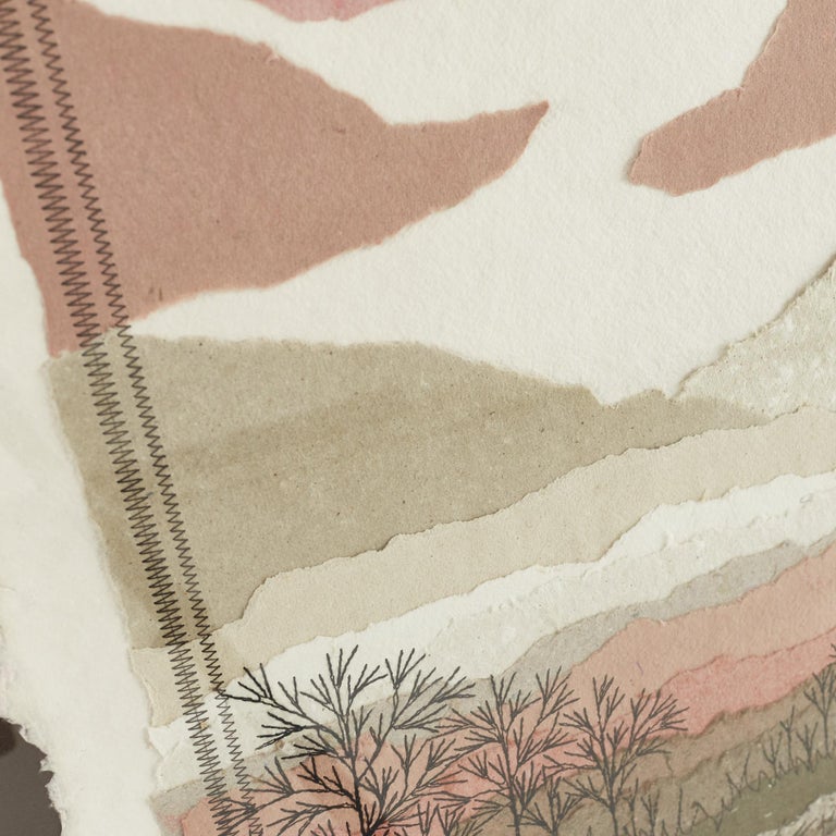 M P Marion Mid Century Landscape Mixed Media Collage For Sale at 1stDibs