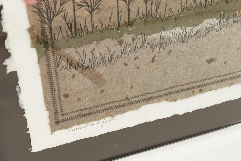 M P Marion Mid Century Landscape Mixed Media Collage For Sale at 1stDibs