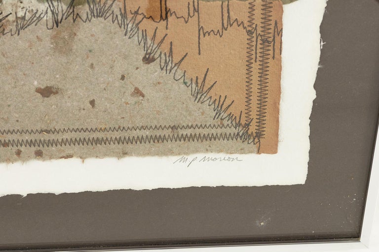 M P Marion Mid Century Landscape Mixed Media Collage For Sale at 1stDibs