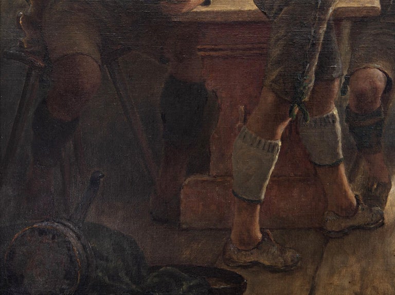 M. Wachsmuth 1890s Oil Painting German Bavarian Tavern Scene Lederhosen ...