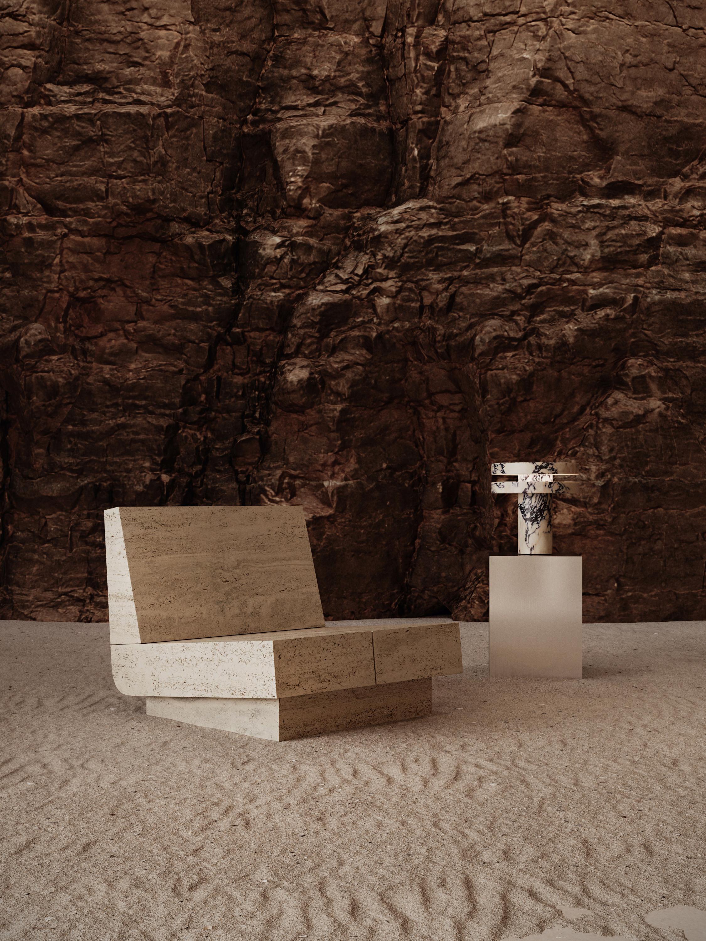 M_007 Travertine Lounge Chair by Monolith Studio For Sale at 1stDibs