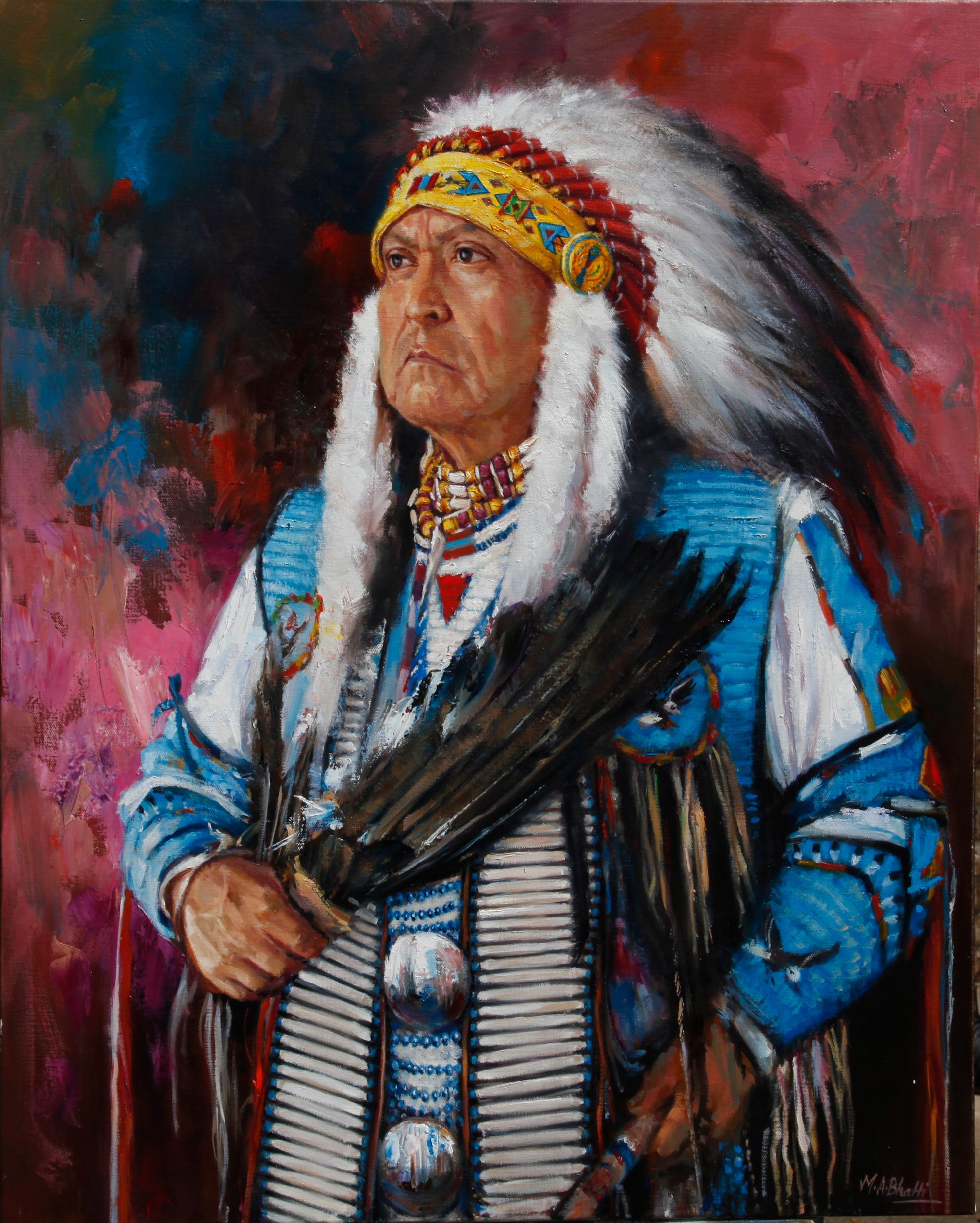 MA Bhatti - Chief of Lakota For Sale at 1stDibs | lakota painting ...