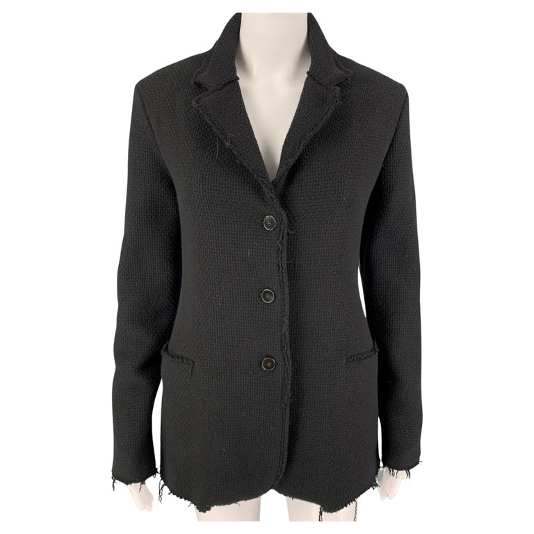 M.A+ Size M Black Textured Buttoned Jacket For Sale at 1stDibs