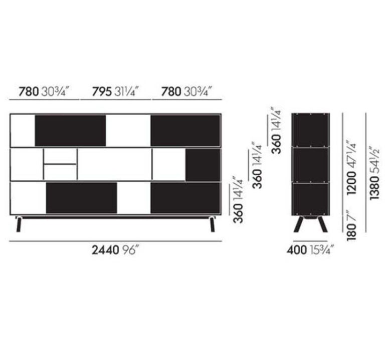 Maarten van Severen for Vitra Pink, Green, Yellow Kast Three-High ...