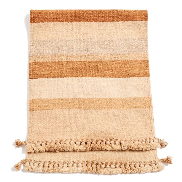 Maati Handloom Wool Indian Rug in Earthy Tones Stripes Pattern For Sale ...