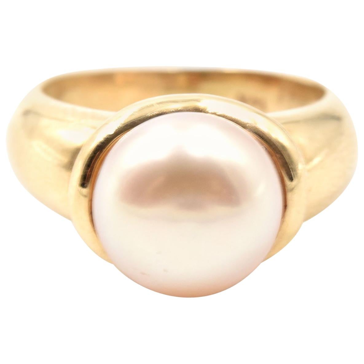 Mabe Pearl 14 Karat Yellow Gold Ring at 1stDibs