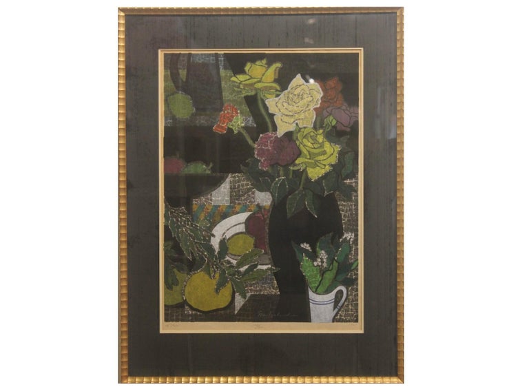 Mabuchi Toru - Japanese Wood Block Print Floral Still Life For Sale at ...