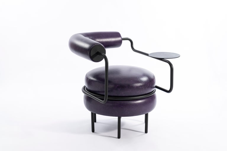 Macaron, One Armed Mid-Century Modern Leather Chair For Sale at 1stDibs ...