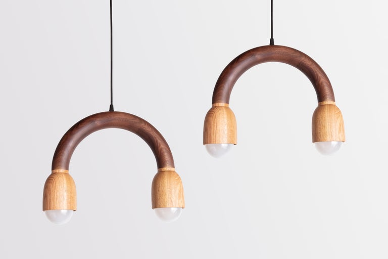 Macaroni Pendent Light / Hand sculpted Walnut and Red Oak For Sale at ...