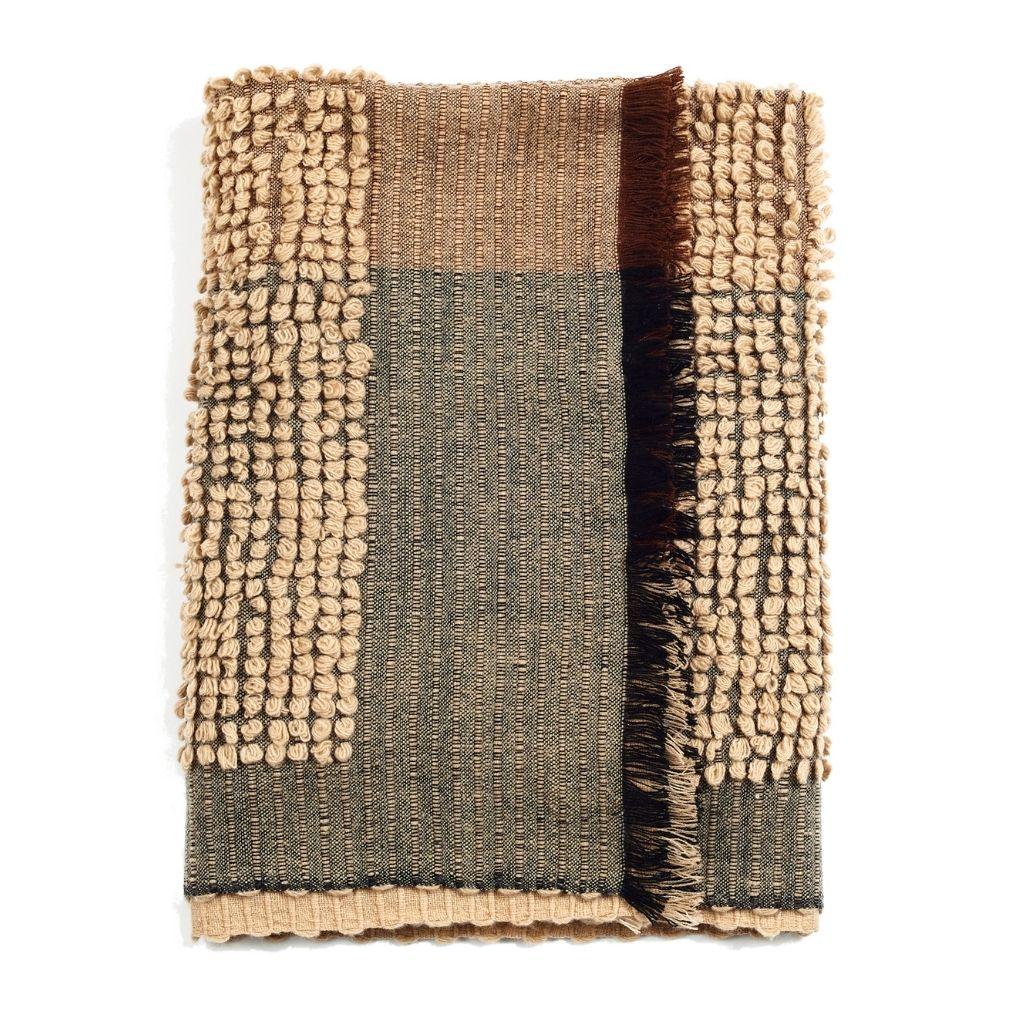 Macaroon Plush Handloom Throw / Blanket in Neutral Shades of Creams and ...