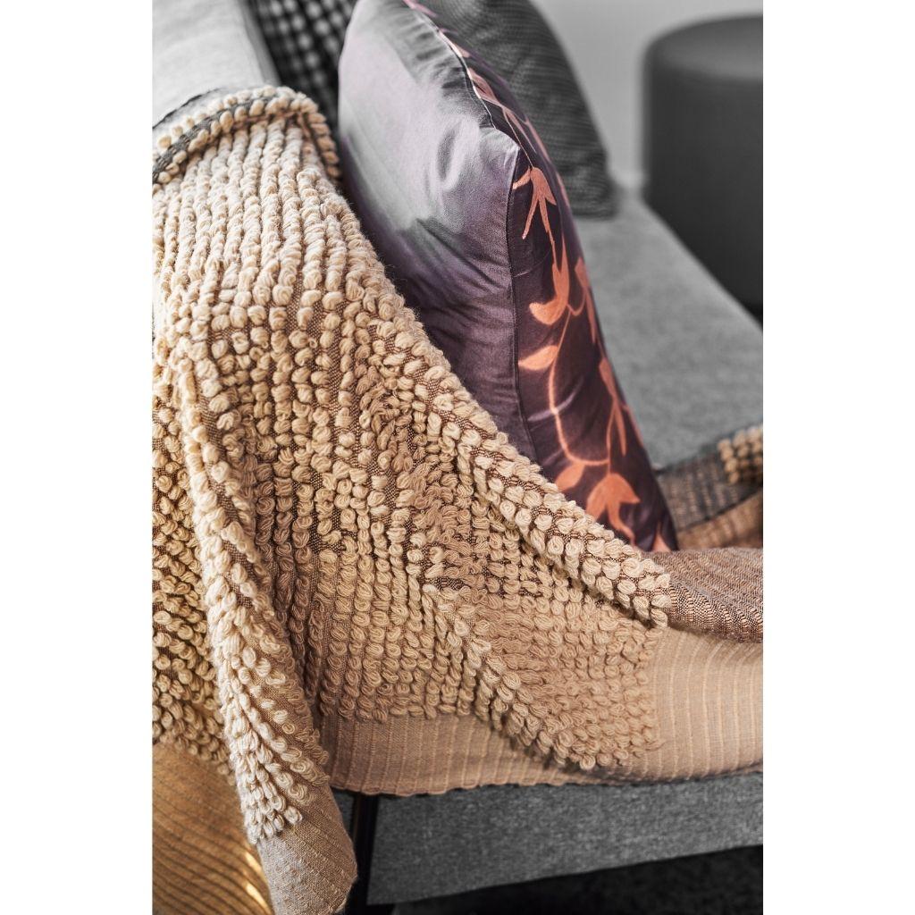 Macaroon Plush Handloom Throw / Blanket in Neutral Shades of Creams and ...