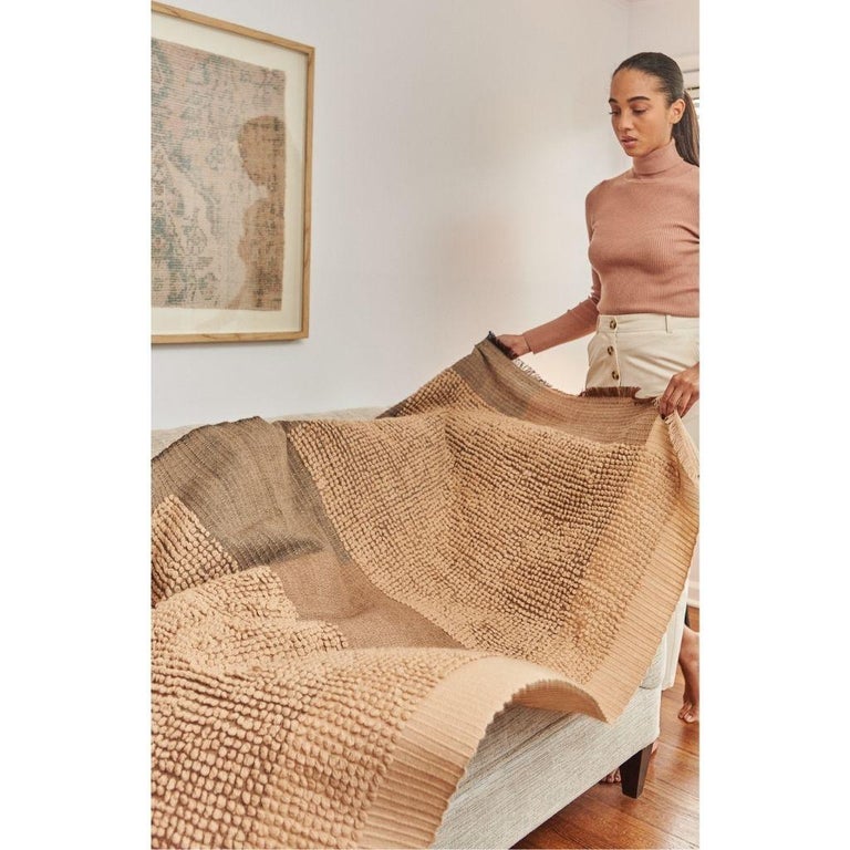 Macaroon Plush Handloom Throw / Blanket in Neutral Shades of Creams and ...