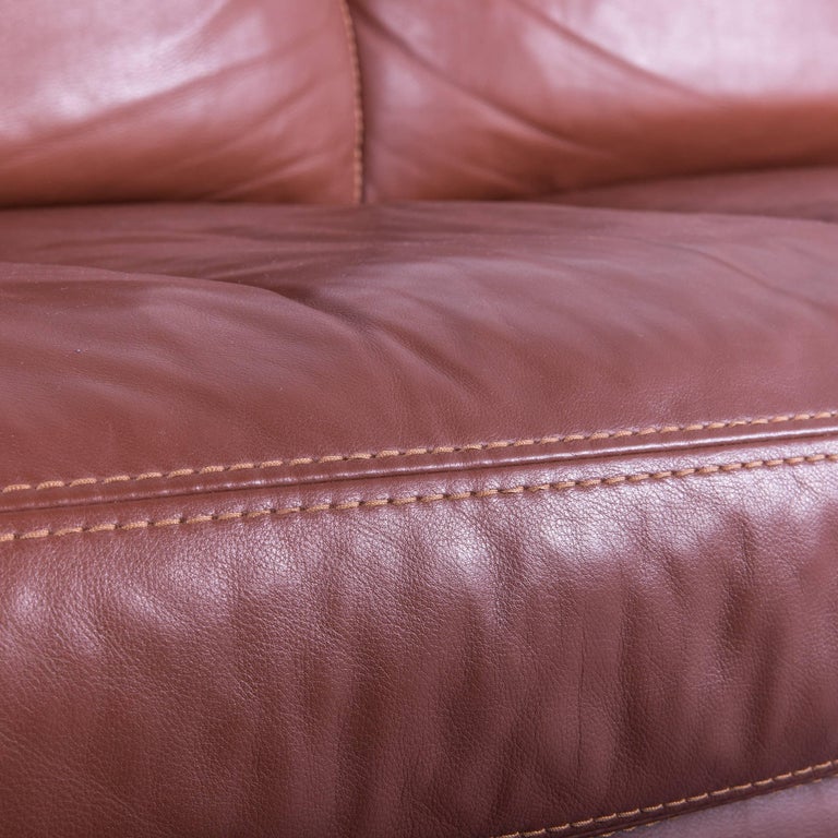 Machalke Designer Brown Leather Sofa Two-Seat Couch Neck Rest For Sale ...