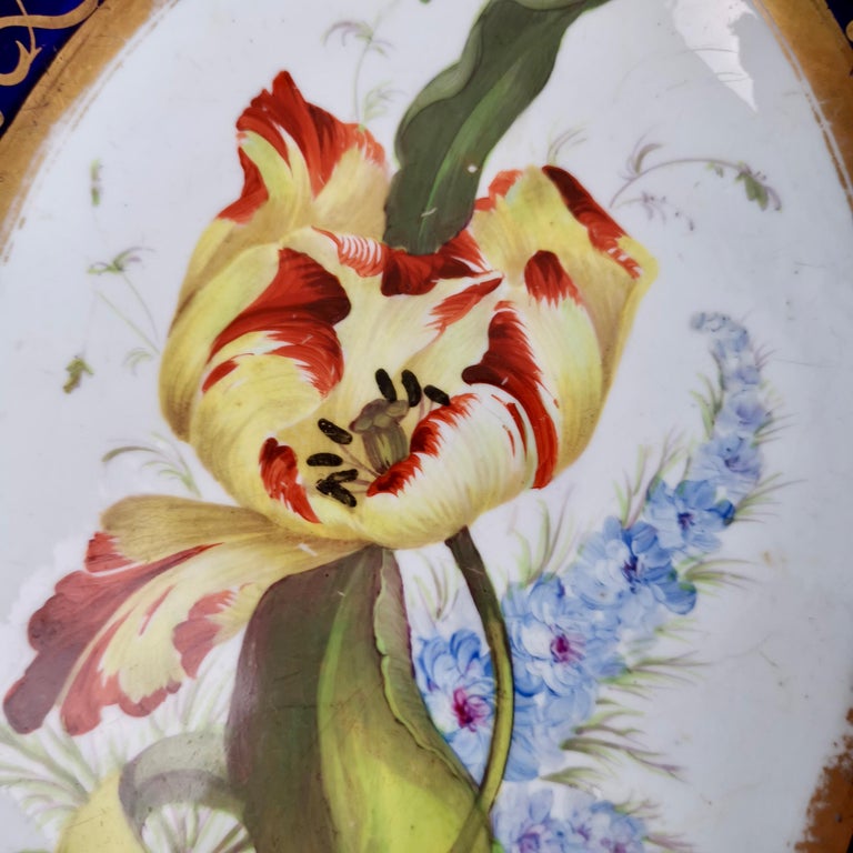 Machin Dessert Service, Moustache Shape, Cobalt Blue with Flowers, ca ...