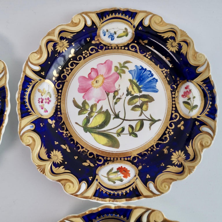 Machin Dessert Service, Moustache Shape, Cobalt Blue with Flowers, ca ...