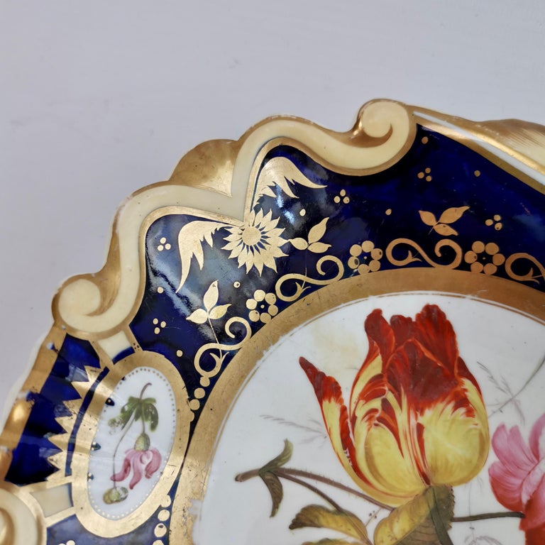 Machin Dessert Service, Moustache Shape, Cobalt Blue with Flowers, ca ...