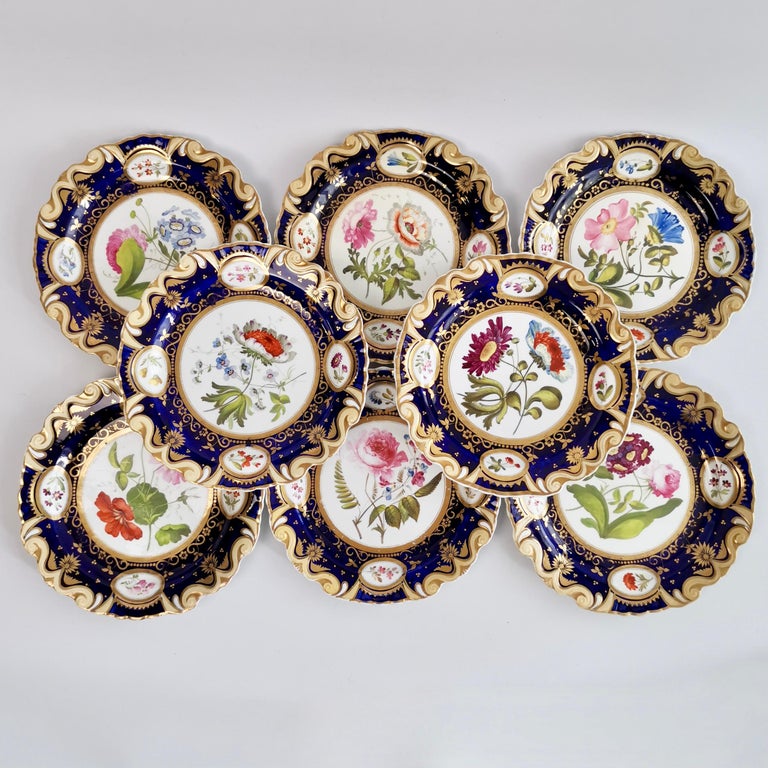 Machin Dessert Service, Moustache Shape, Cobalt Blue with Flowers, ca ...