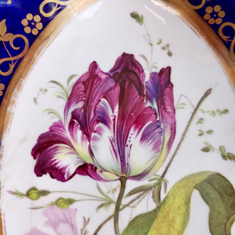 Machin Dessert Service, Moustache Shape, Cobalt Blue with Flowers, ca ...